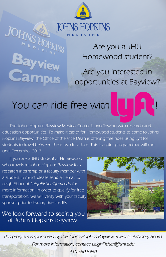 Johns Hopkins Bayview Lyft Program Flyer : Johns Hopkins Center for ...